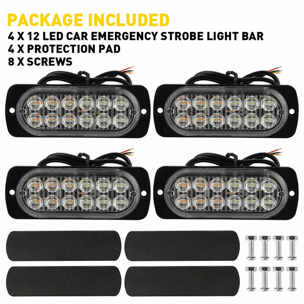 Waterproof 12pcs LEDs Emergency Strobe Light Bars for Truck Van Off Ro ...