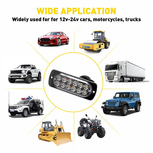 Waterproof 12pcs LEDs Emergency Strobe Light Bars for Truck Van Off Ro ...