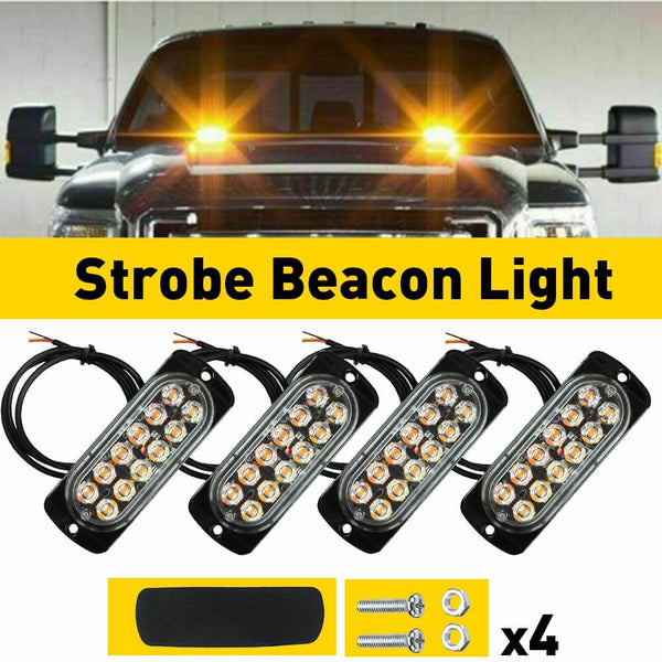 Waterproof 12pcs LEDs Emergency Strobe Light Bars for Truck Van Off Ro ...